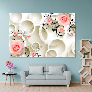 Flowers 3D Abstract Flower Pattern Design, Vintage Romantic Colorful ...