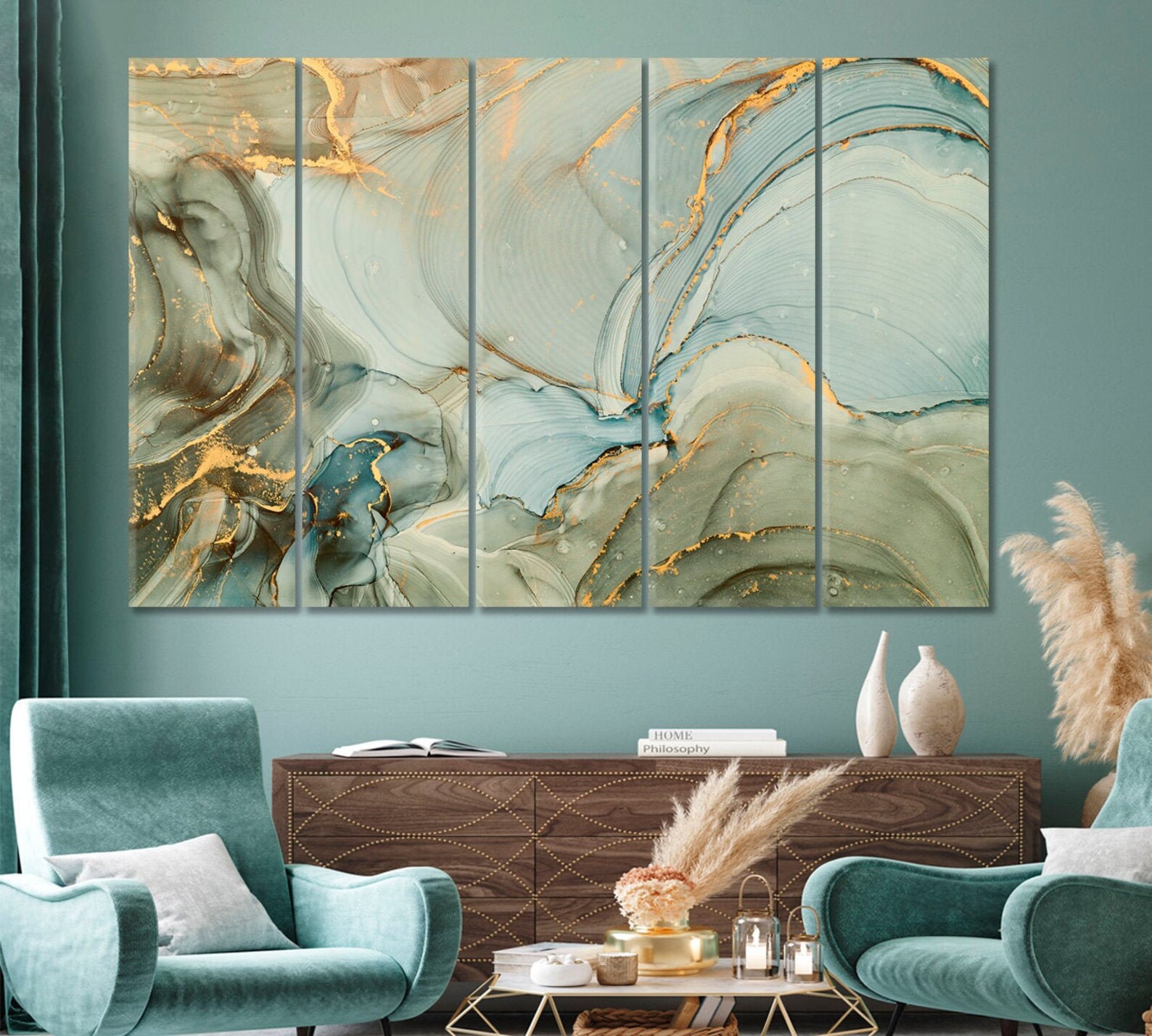 Blue Marble Marble Wall Decor Canvas Print Abstract Art - Etsy