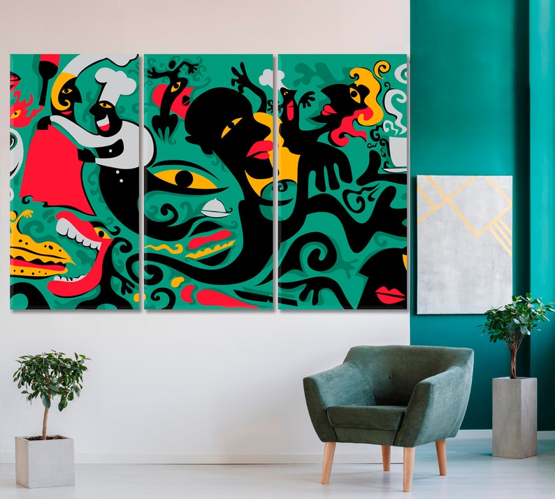 Happy Meal Unique Abstract Expressionism Wall Decor Trendy - Etsy