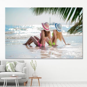 Women Tropical Beach Wall Art, Woman in Bikini Wall Art, Beautiful Nature Wall Set, Women ...