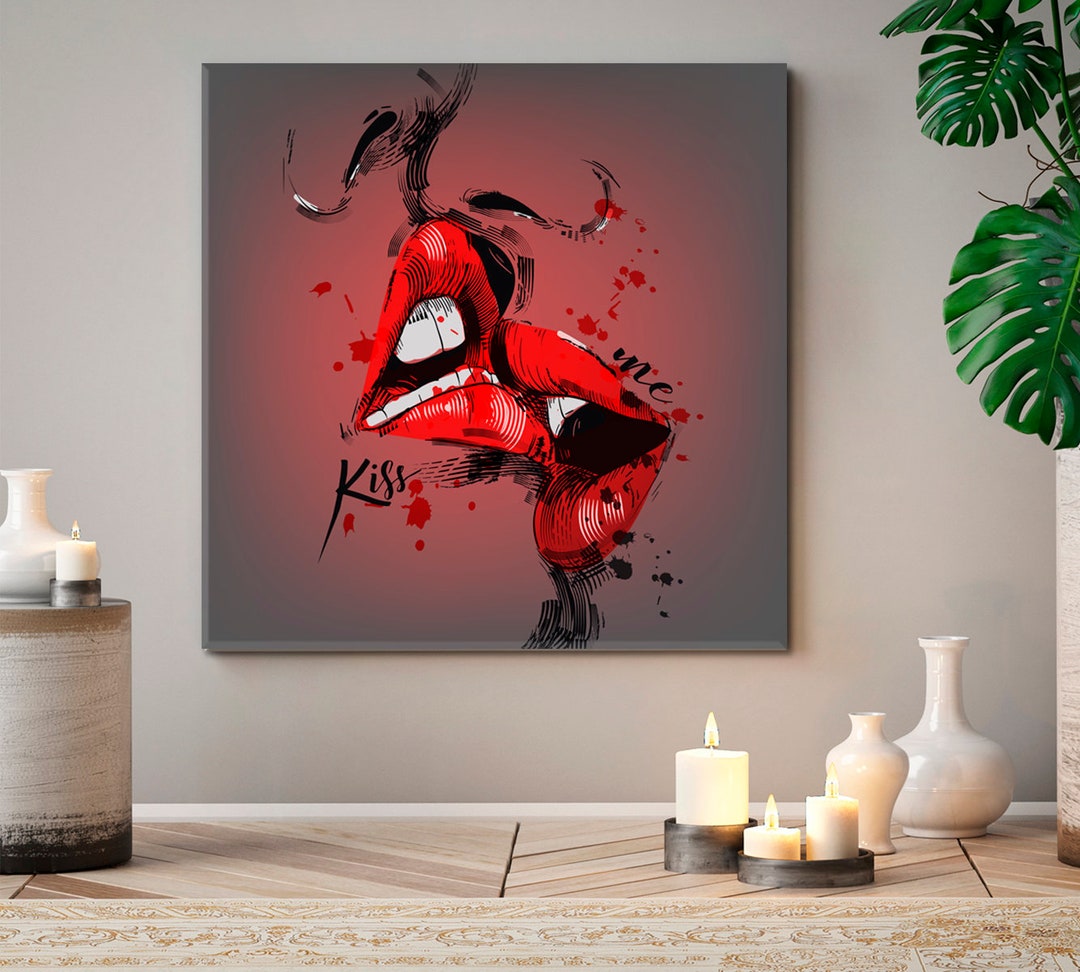 Kiss Art Canvas Print Beautiful Abstract Art Print Kissing - Etsy