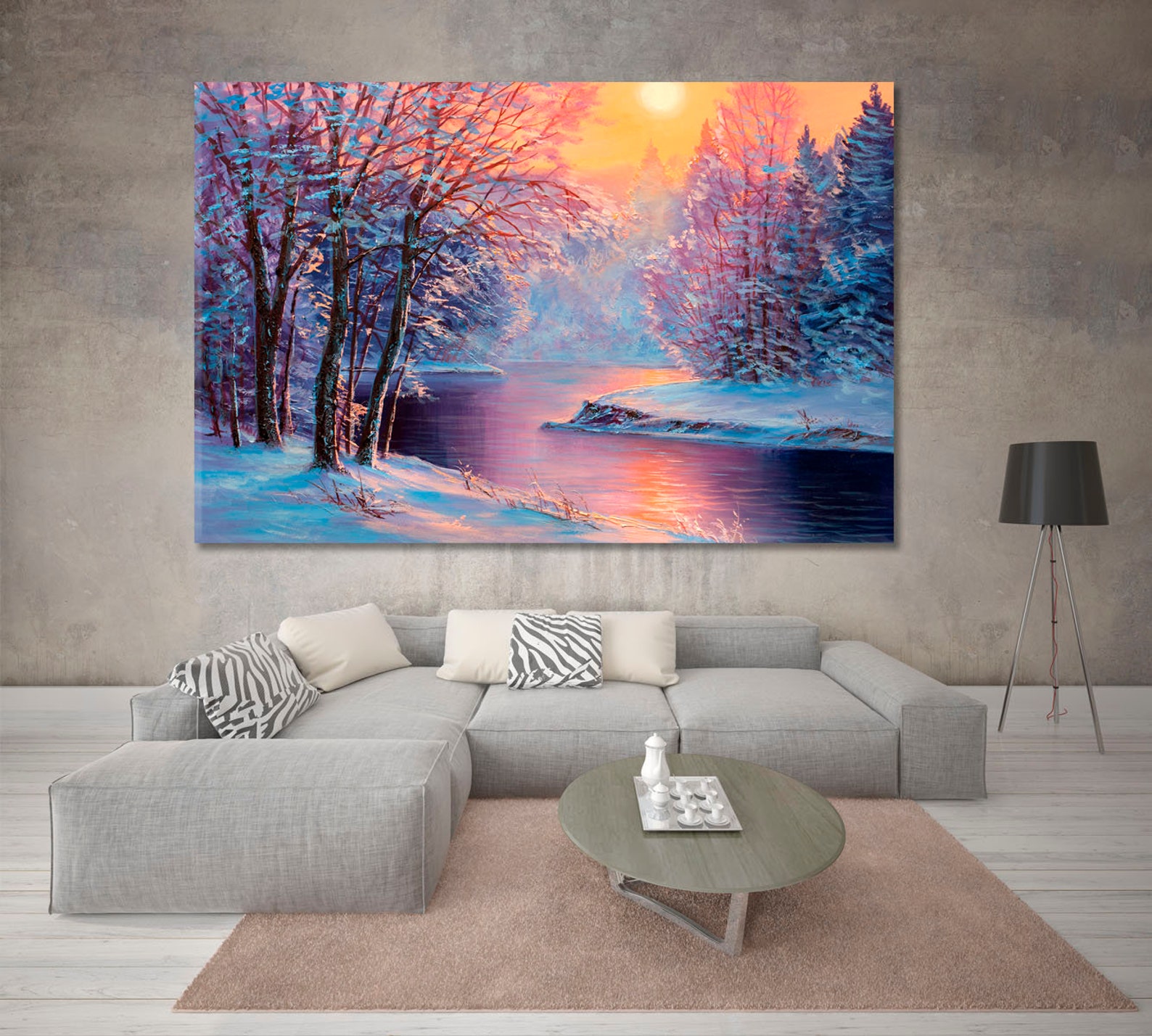 Winter Scenic Artwork Canvas Print Winter Landscape Wall | Etsy