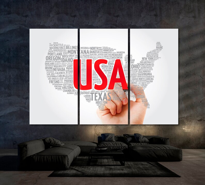 America US Most Important Cities Poster USA Map Word Cloud - Etsy