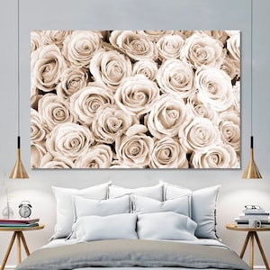 Bouquet Soft Creamy White Roses Art Canvas Print, Flowers Wall Decor ...