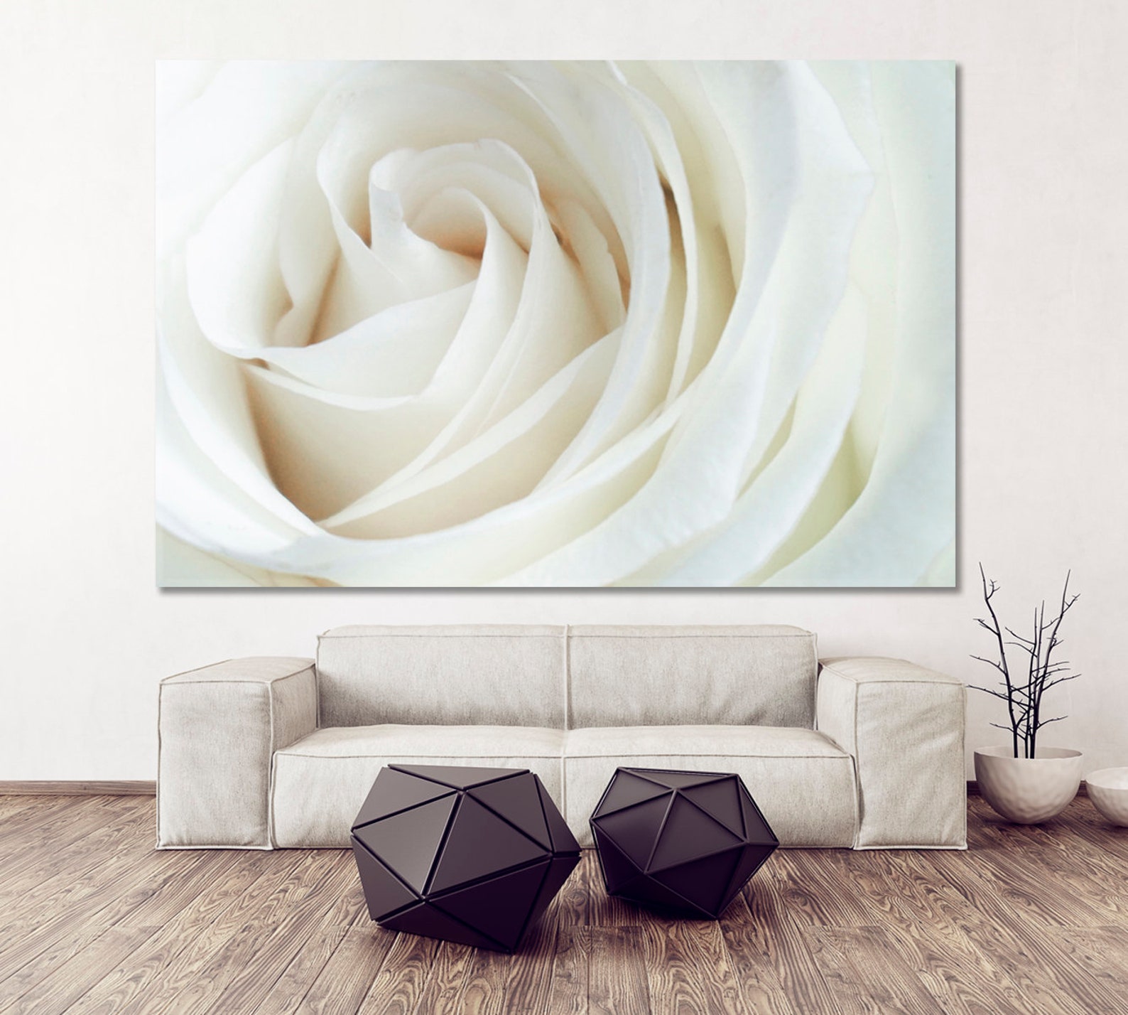 Soft and Dreamy White Roses Canvas Print Large Wall Décor | Etsy