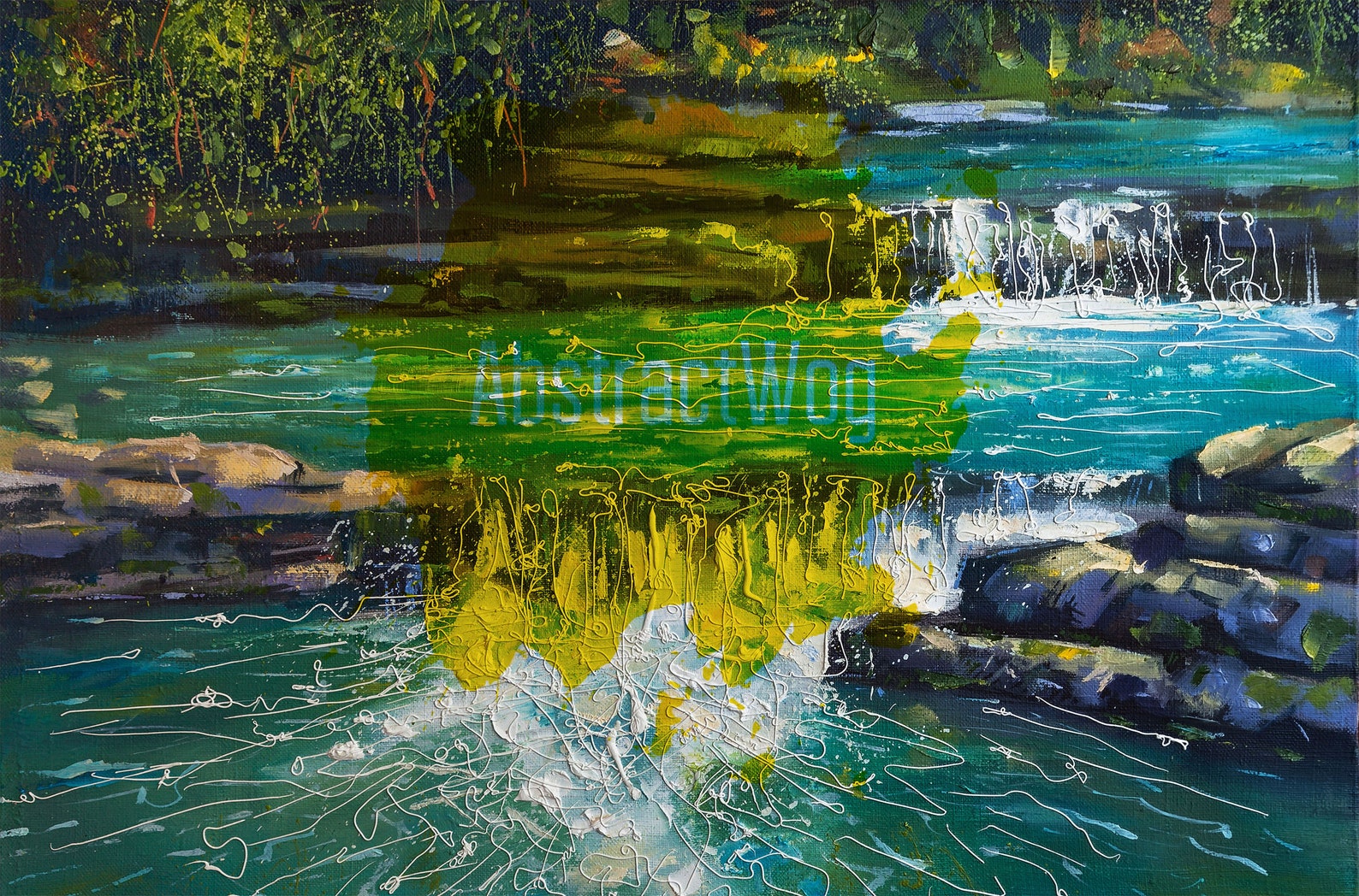 Waterfall National Park Landscape Painting on Canvas Print | Etsy