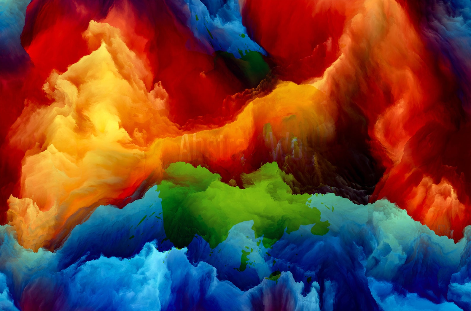 Abstract Vibrant Flow Artwork, Misty Clouds Poster Print, Mystery ...