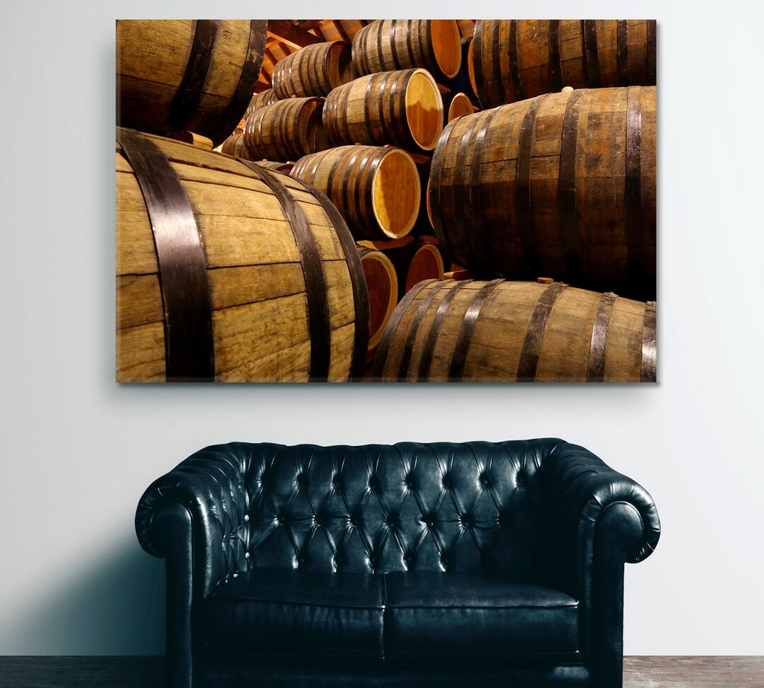 Rows Old Vintage Oak Barrels Canvas Print, Distillery Wall Art Decor ...