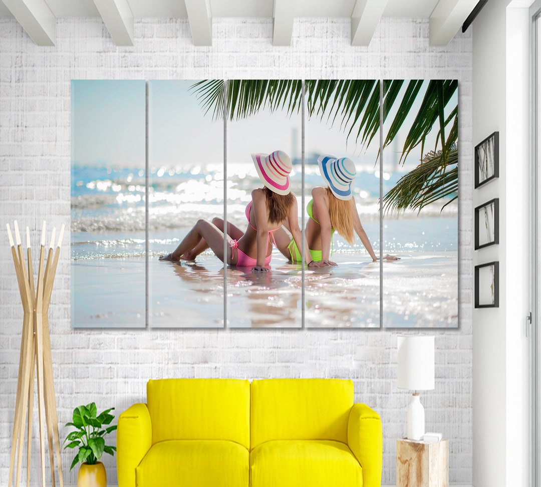 Women Tropical Beach Wall Art, Woman in Bikini Wall Art, Beautiful Nature Wall Set, Women ...