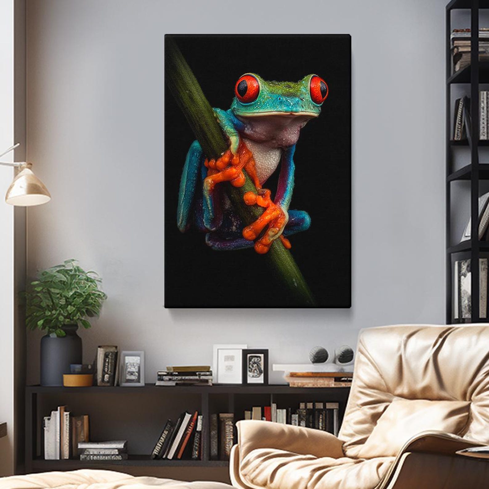 Red-eyed Tree Frog Canvas Print, Nature Wall Art for Office, Vivid Red ...