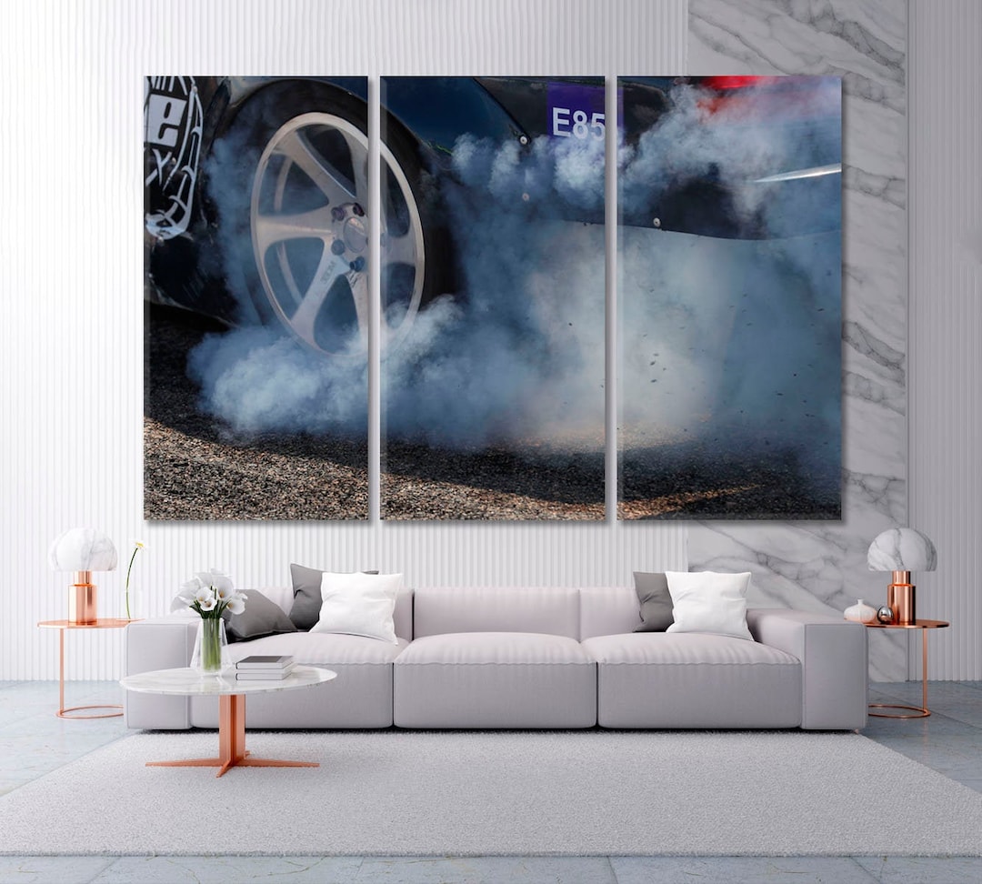 Drifting Car Wall Art, Turbo Drifting Championship Artwork, Black Sport ...