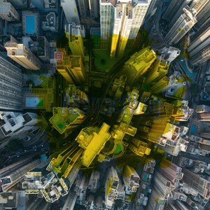 Urban City Top View Photo Poster Print, Skyscrapers Building Wall Art ...