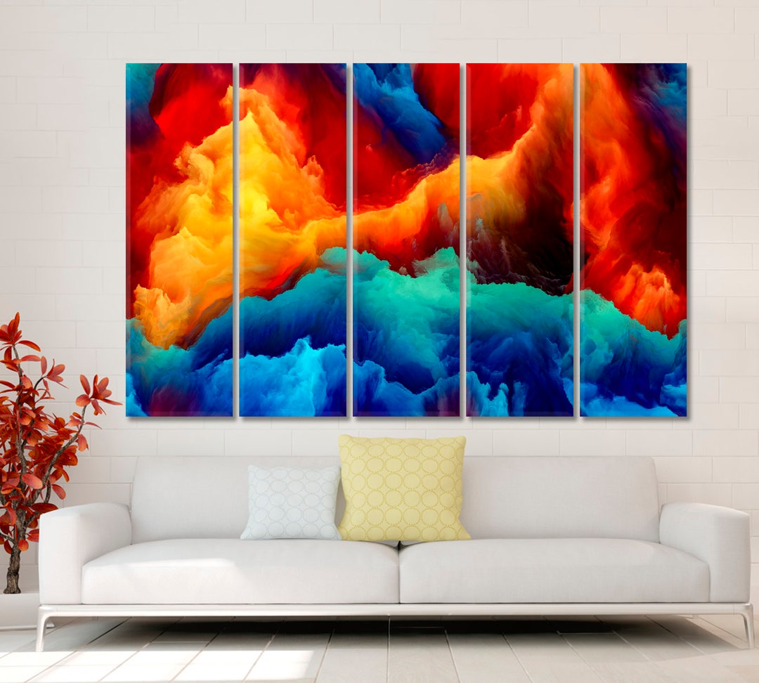 Abstract Vibrant Flow Artwork, Misty Clouds Poster Print, Mystery ...