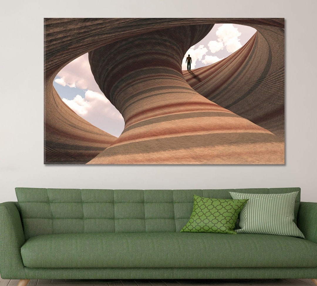 Canyon Man Carved Canyon Rock Cloudy Sky Interior Wall Decor , Spiral ...