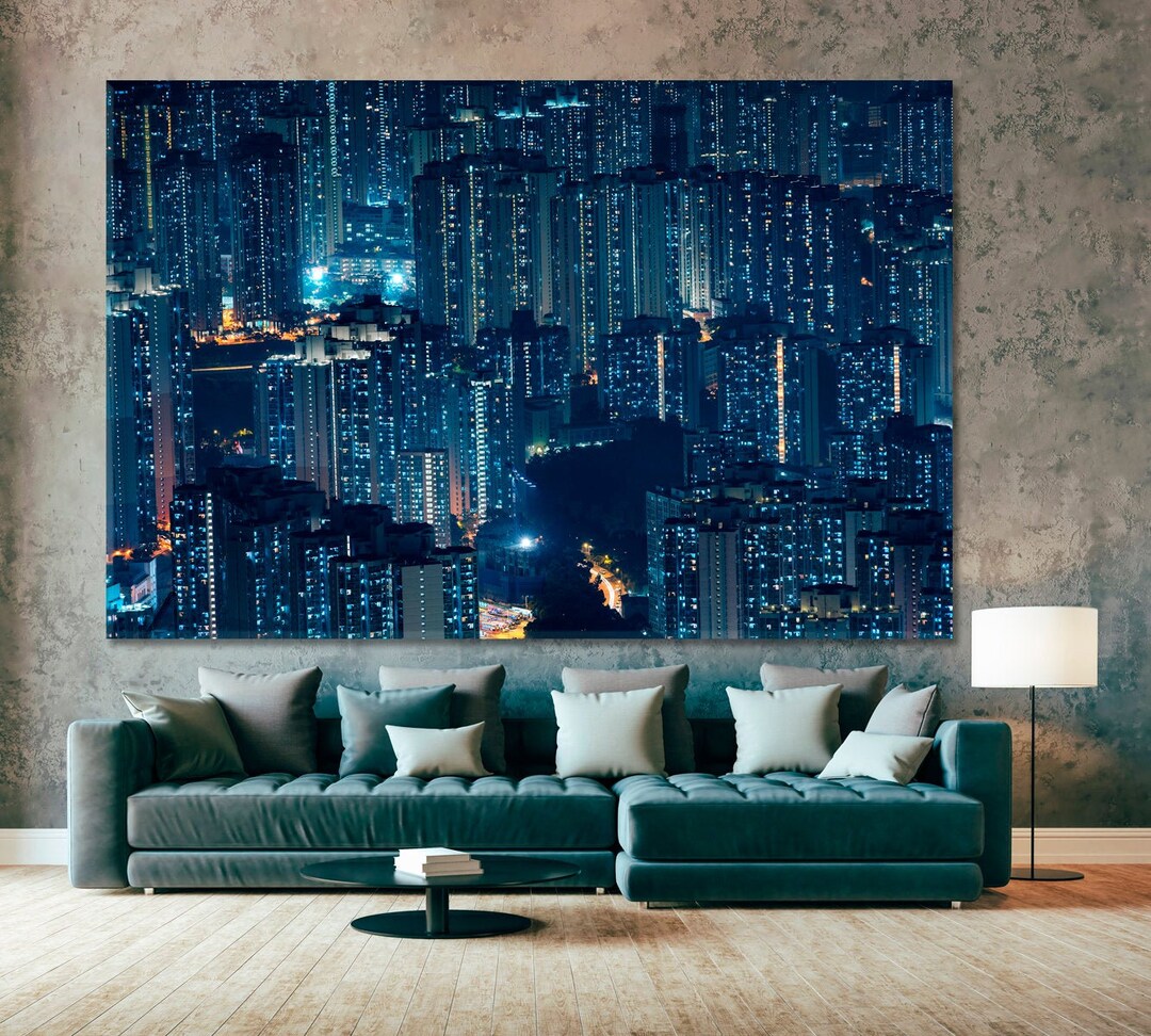 Abstract City Top View Photo Poster, Skyscrapers Building Wall Art ...