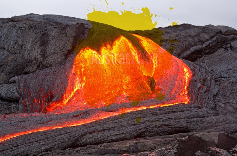 Lava Multiple Red Hot Lava Flows Hawaii Attractions Art | Etsy