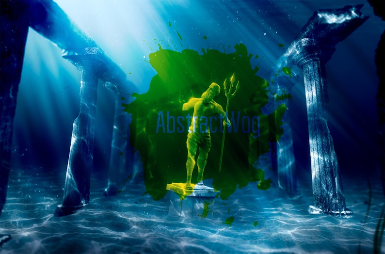 Poseidon Atlantis Lost City Legend Artwork On Canvas Print | Etsy