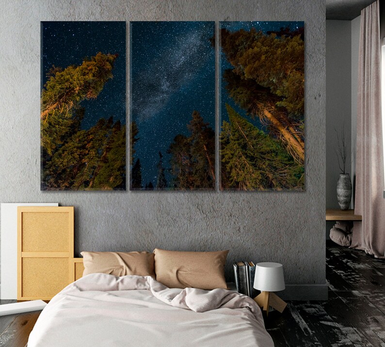 Milky Way Starry Sky Photo Poster Print Beautiful Forest - Etsy