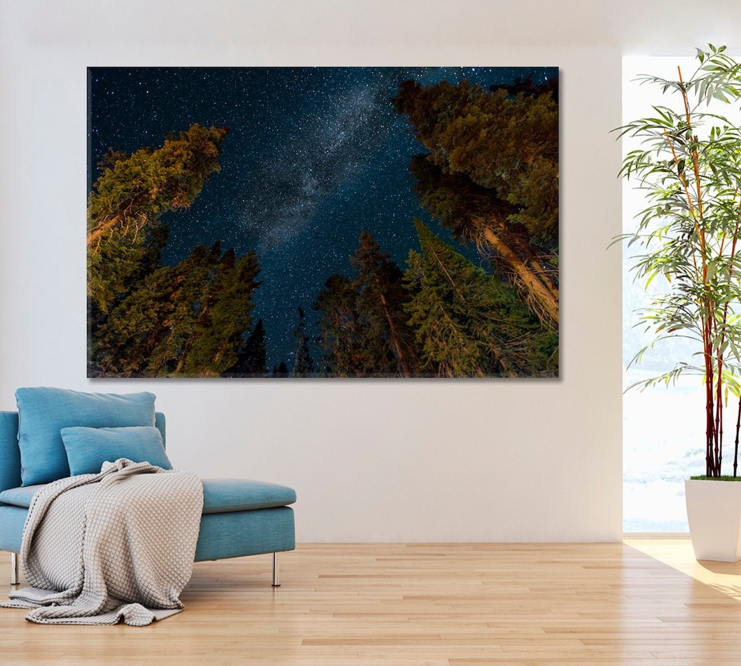 Milky Way Starry Sky Photo Poster Print, Beautiful Forest Wall Decor ...
