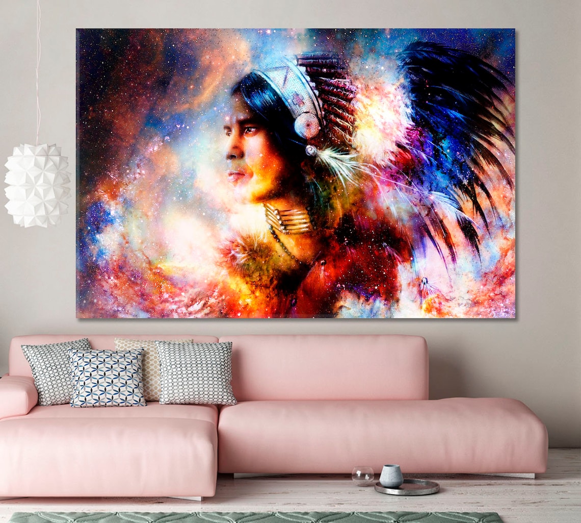American Indian Art Large Wall Décor Canvas Print Cosmic - Etsy