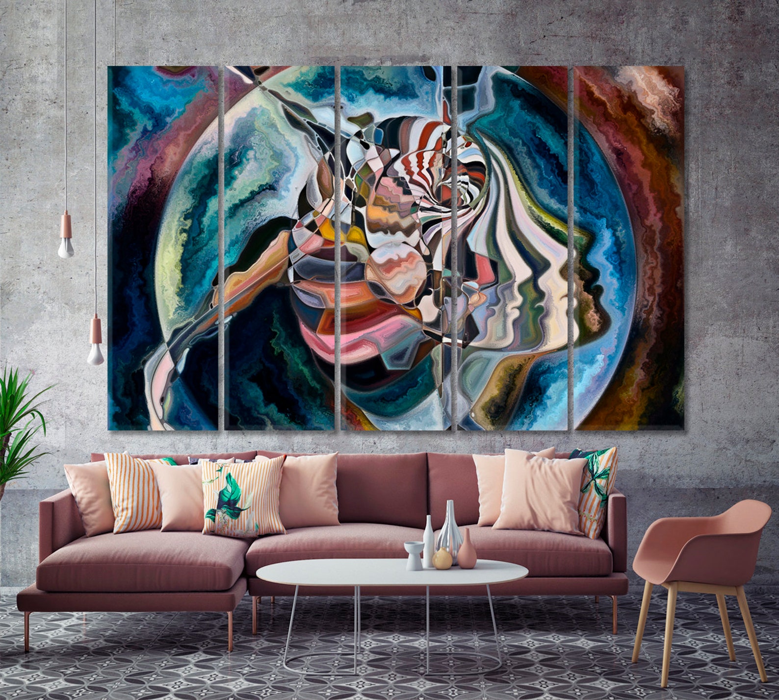 Intellect Human Faces Abstract Composition Extra Large Wall - Etsy