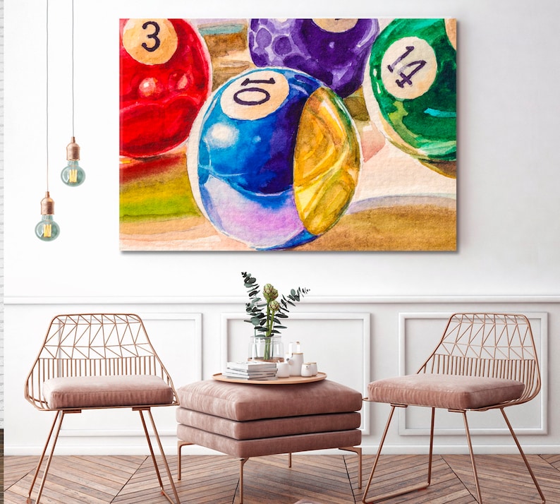 Billiard Balls Pool Table Wall Art Canvas Print Billiard Wall | Etsy