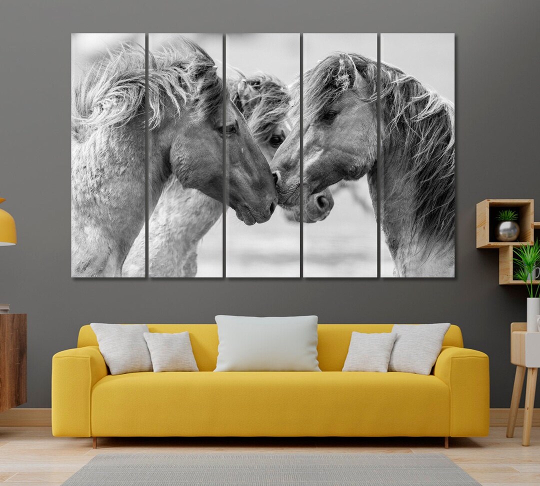 Horses Wall Art, Horse Extra Large Wall Decor, Black and White Horse ...