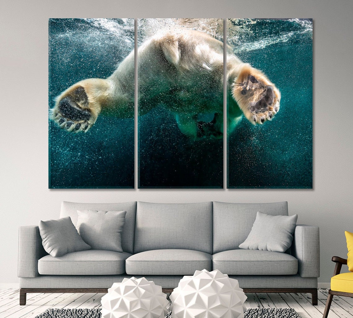 Swimming Polar Bear Underwater Poster Amazing Photo Art - Etsy