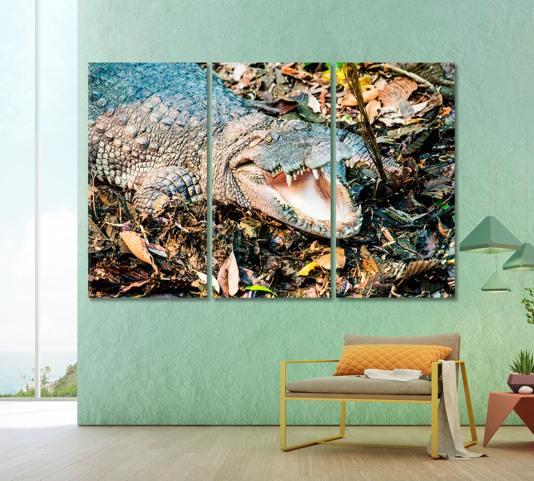 Crocodile Canvas Print, Reptile Wall Art, Crocodile Wall Decor ...