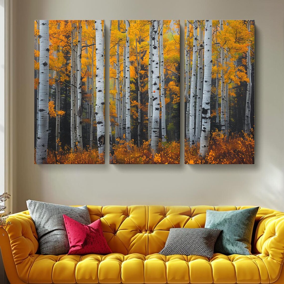Autumn Aspen Grove Canvas Print, Yellow Aspen Tree Wall Art, Fall ...