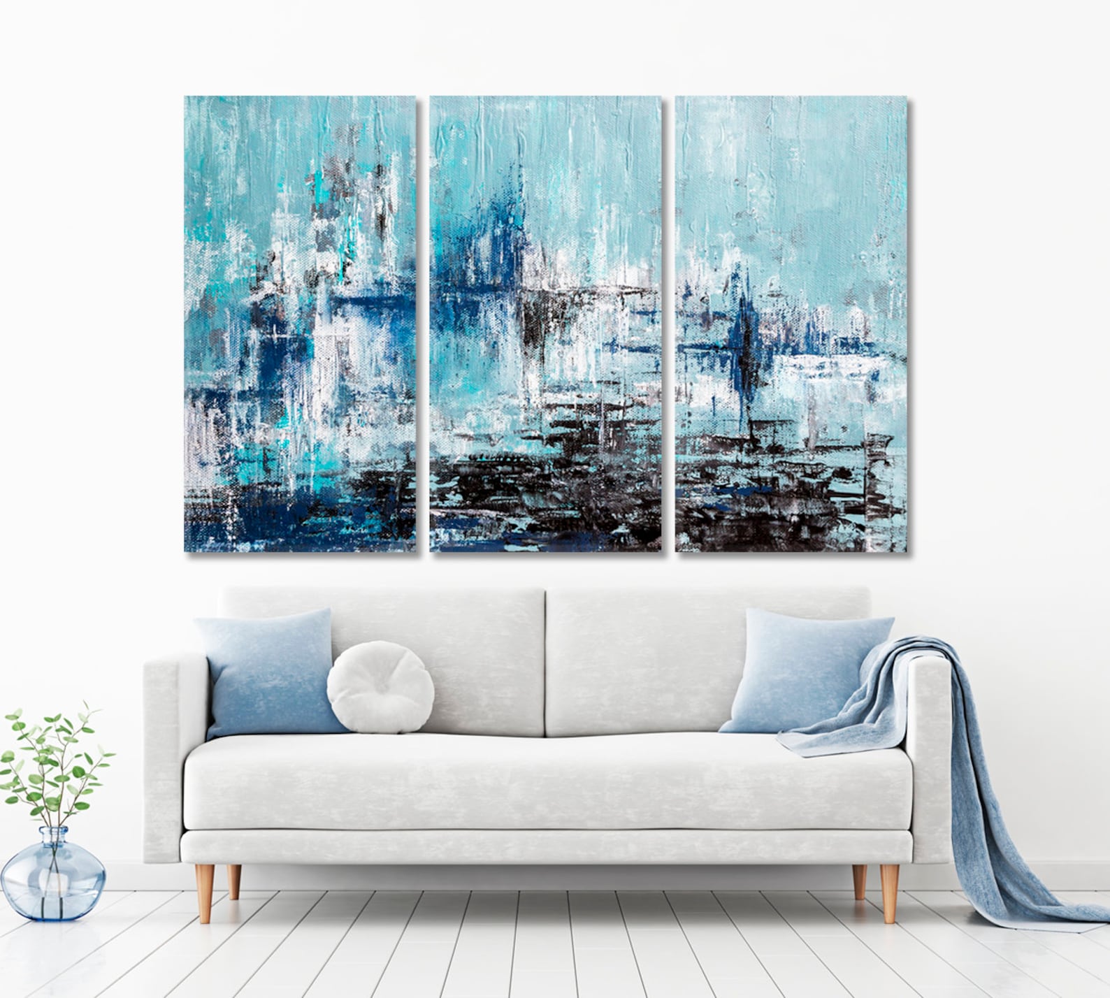 Blue Abstract Art Canvas Print Abstract Expressionism Wall | Etsy