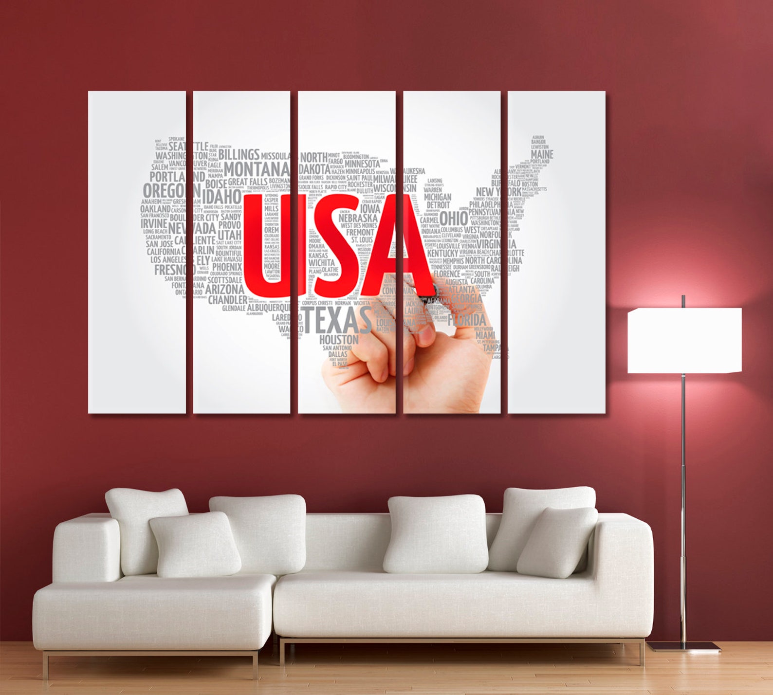 America US Most Important Cities Poster USA Map Word Cloud - Etsy