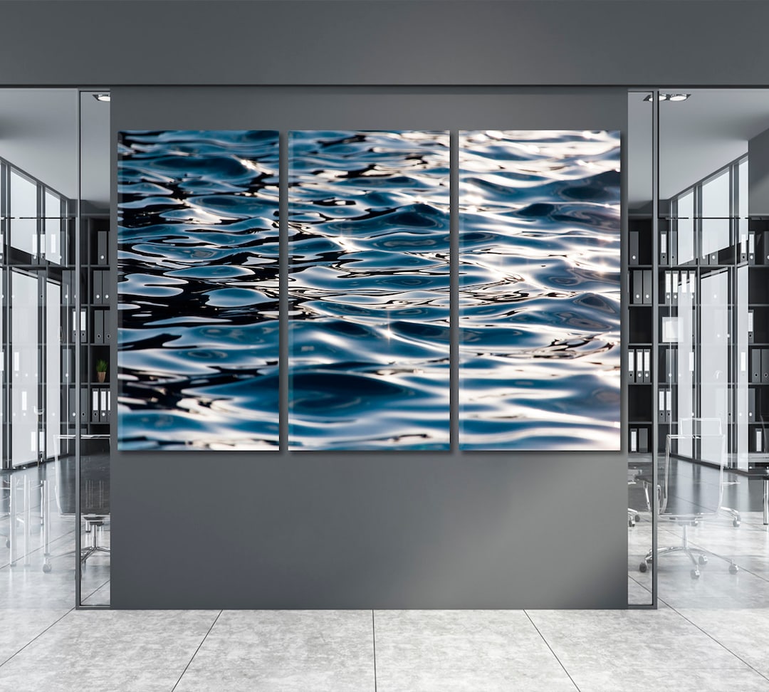 Aqua Wall Art, Sea Water Large Abstract Triptych, Water Ripple Abstract ...