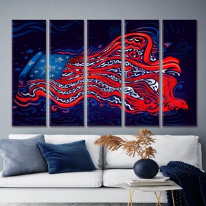 Abstract U.S Flag Blue Red Wall Art American Flag Poster - Etsy