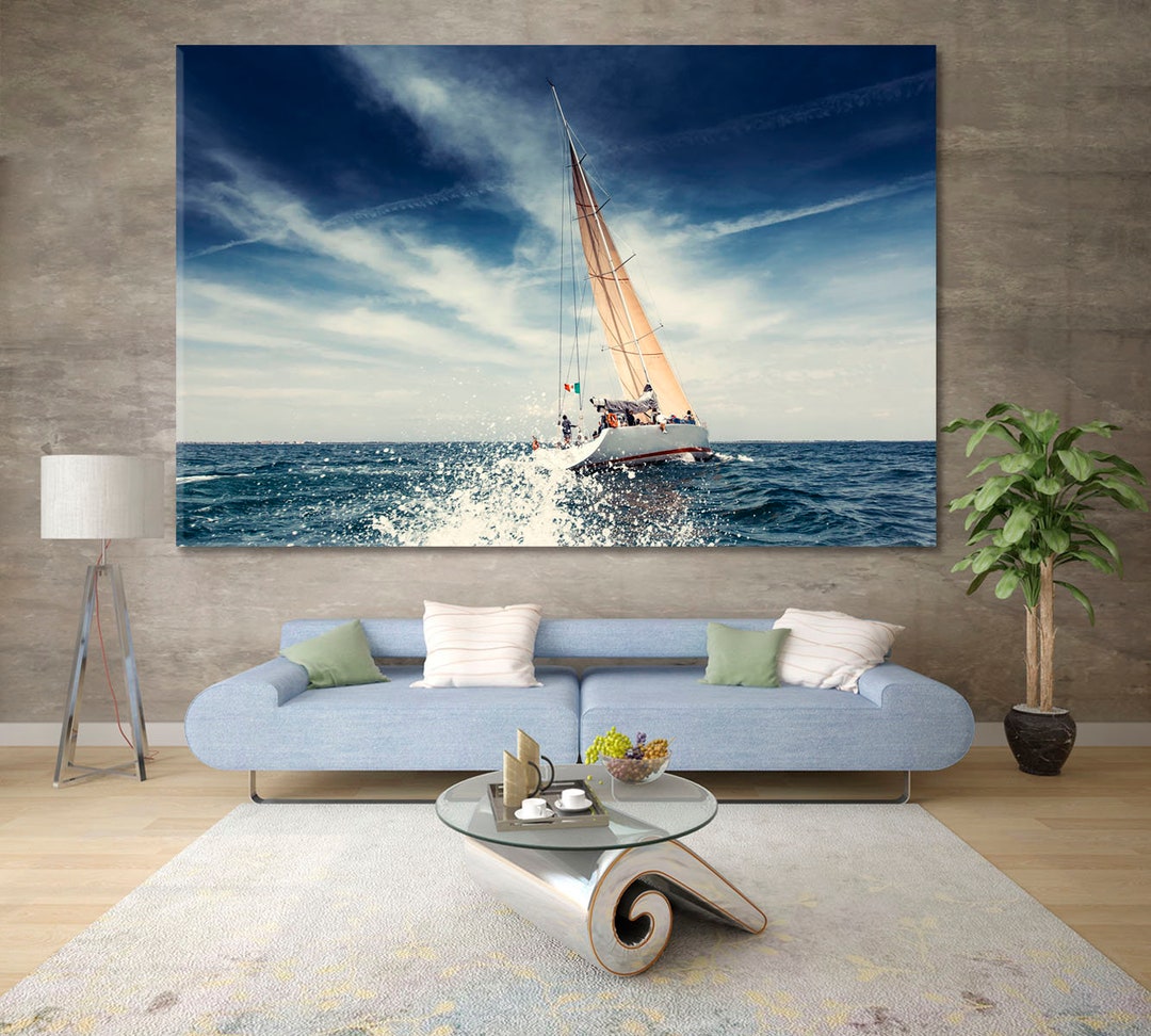 White Sails Sailing Ship Yacht Wall Decor, Sailing Boat Wall Art, Yacht ...