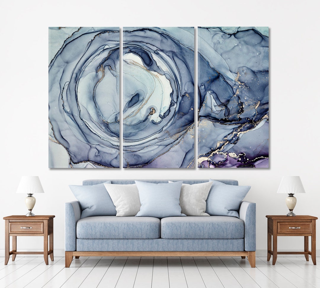 Abstract Whirlpool Wall Art, Gray Alcohol Ink Canvas Print Art, Modern ...