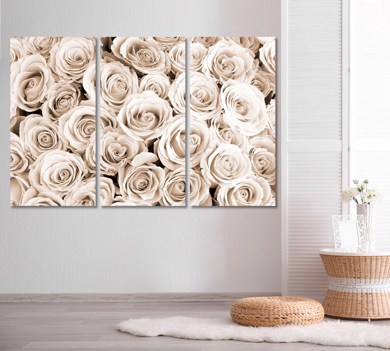 Bouquet Soft Creamy White Roses Art Canvas Print Flowers - Etsy