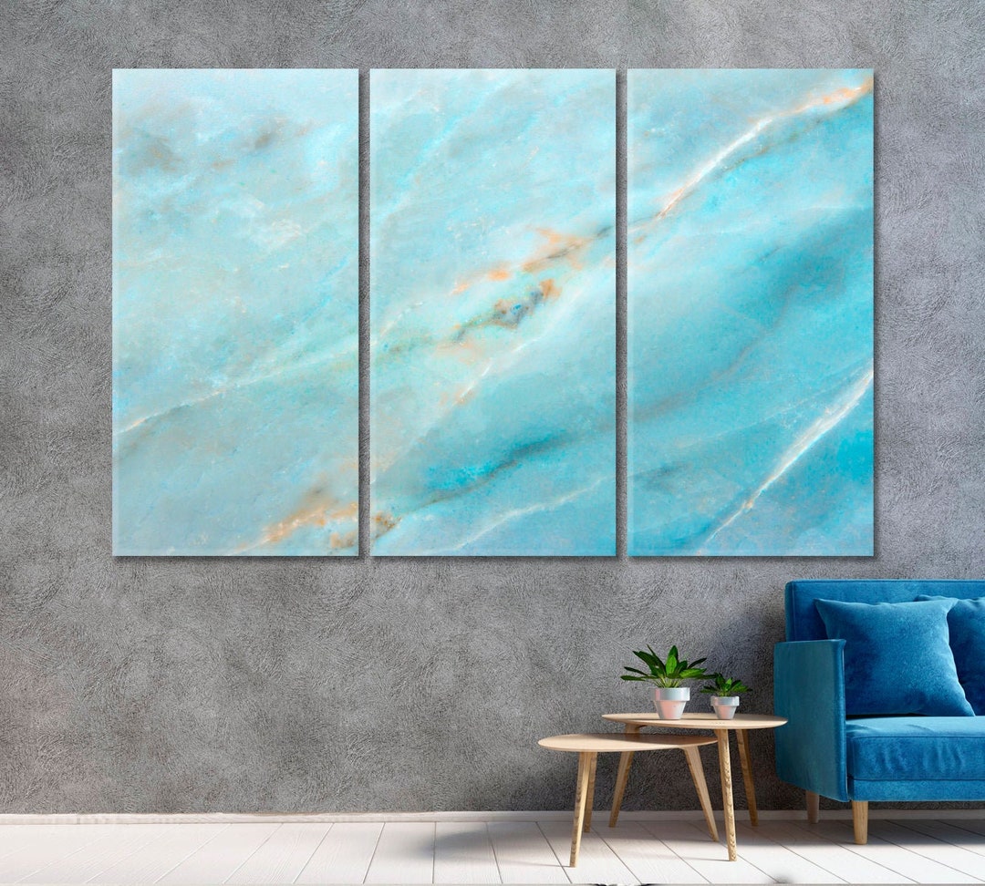 Blue Marble Wall Decor, Contemporary Wall Art, Ink Painting Print ...