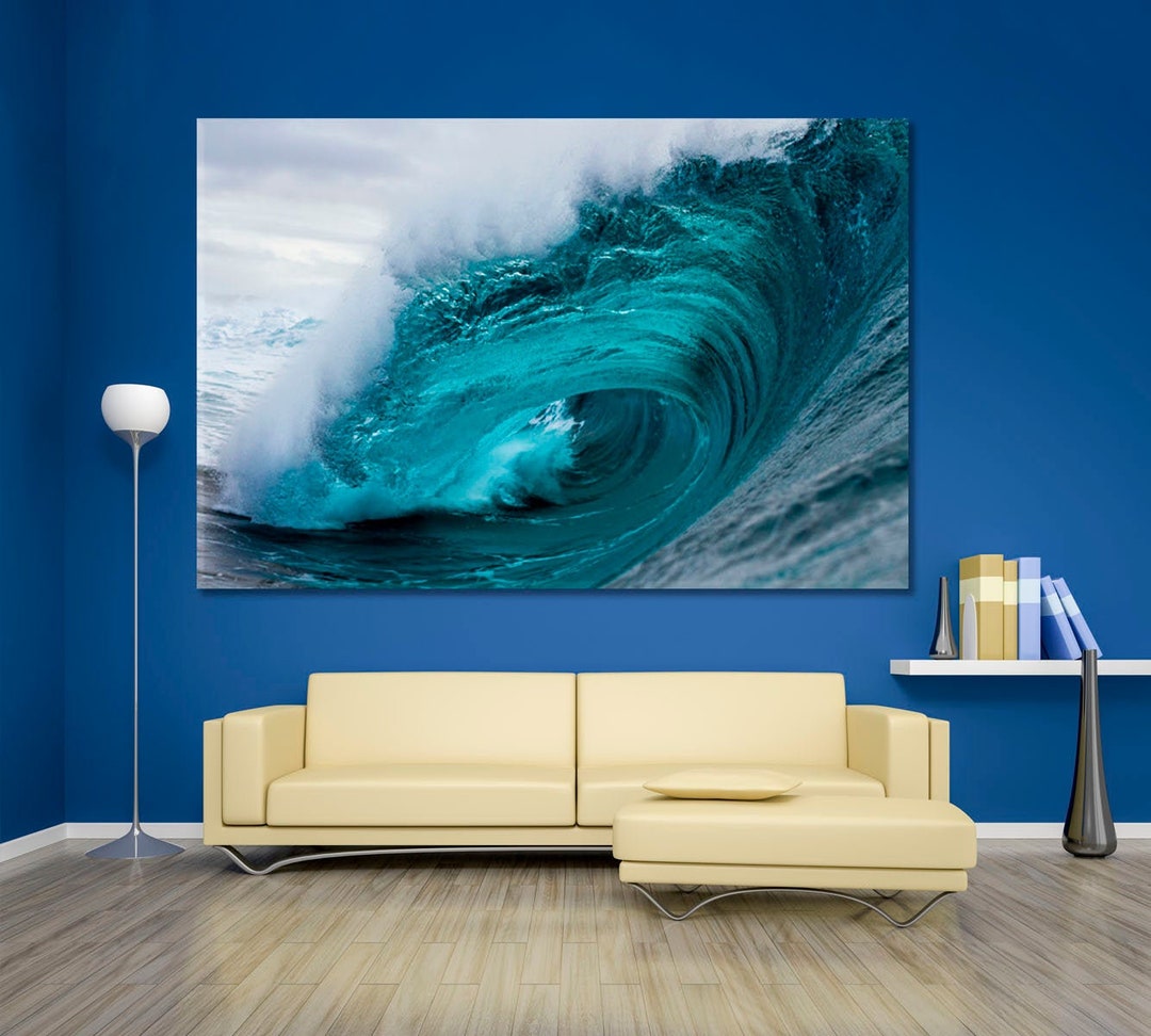 Wave Wall Art, Crashing Blue Wave Wall Decor, Big Wave Scenic Poster ...