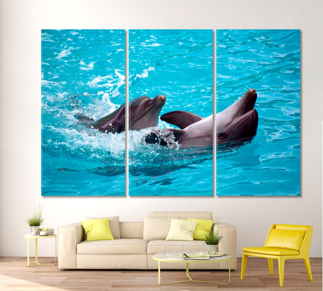 Dolphins Dolphins Canvas Print Animals Wall Art Dolphins - Etsy