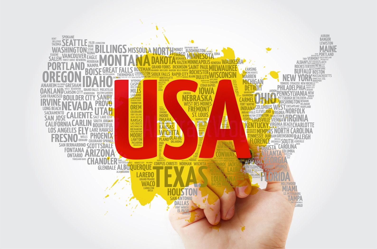 America US Most Important Cities Poster USA Map Word Cloud - Etsy