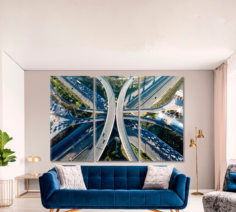 Highway USA Modern Multi Level Road Wall Decor Cityscape | Etsy