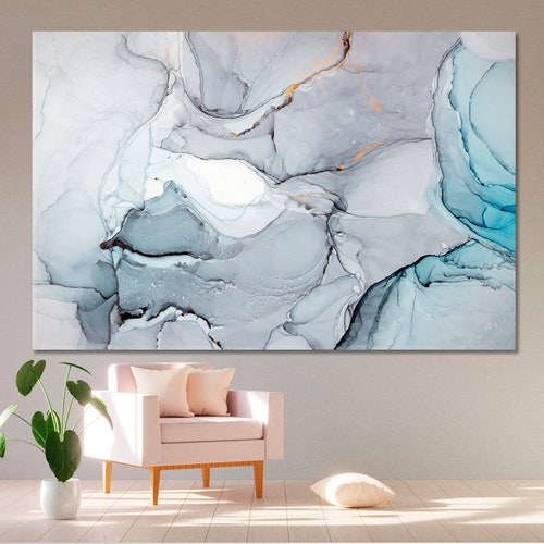 Blue Marble Marble Wall Decor Canvas Print Abstract Art - Etsy