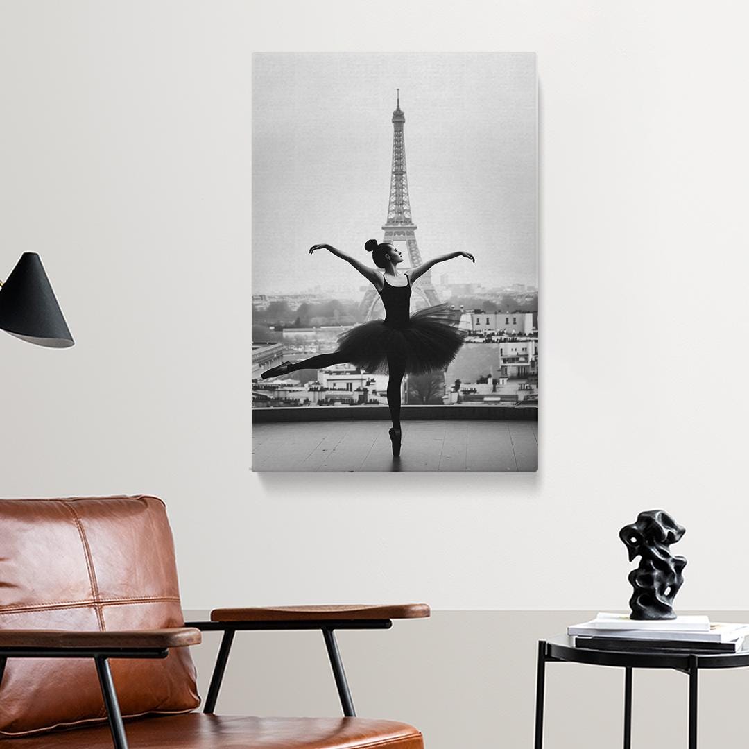 Ballerina Wall Print, Ballerina Canvas Print, Eiffel Tower With ...