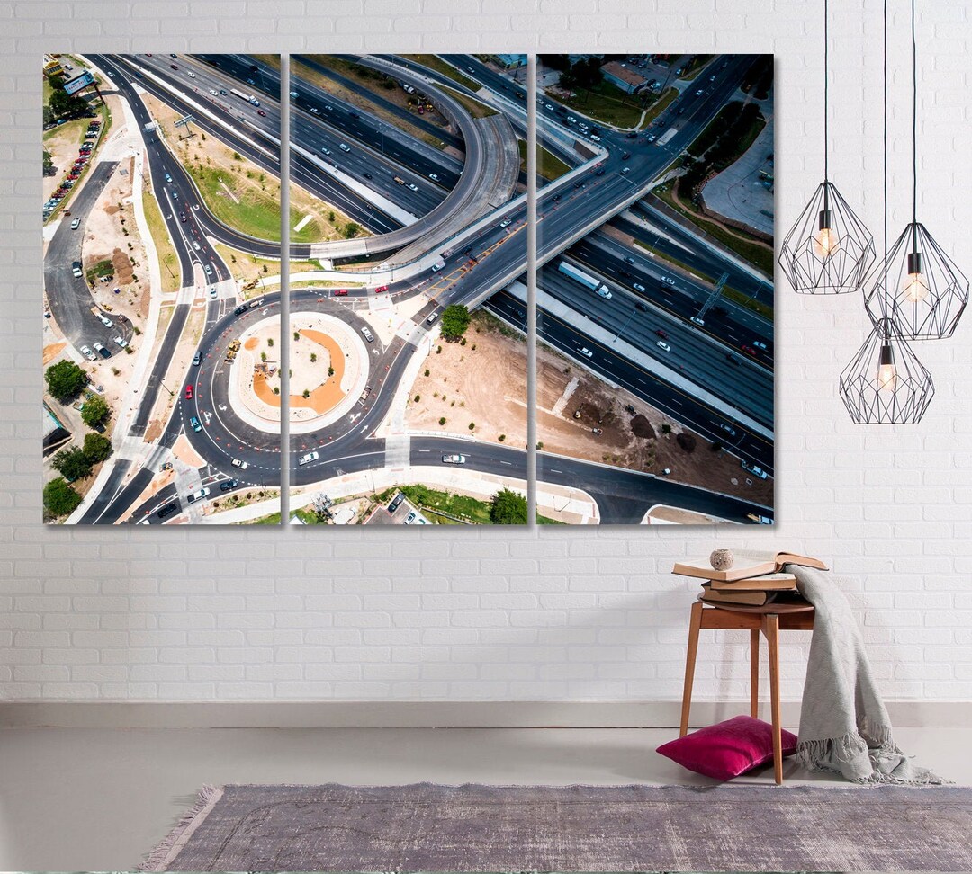 Roundabout Austin Texas USA Wall Art, Highway Canvas Decor, Texas ...