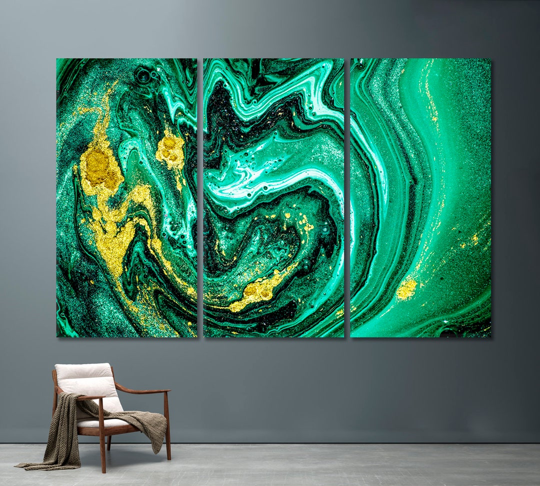 Emerald Marble Pattern Art Canvas Print Modern Abstract - Etsy