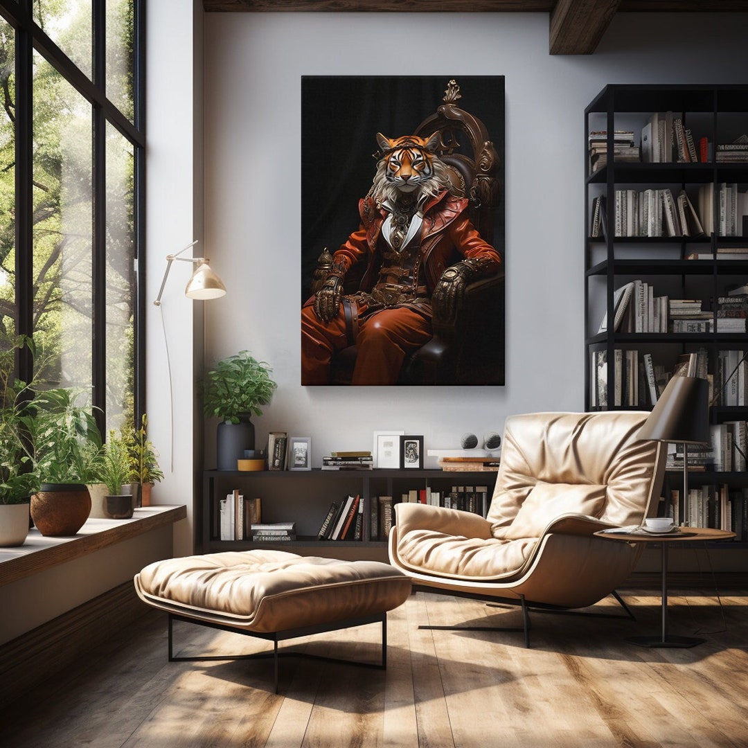Tiger Wall Art, Tiger in Suit Canvas Print, Tiger Gentlemen Wall Decor ...