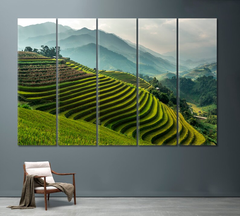 Rice Field Terraces Large Wall Art Canvas Print Home Office Décor, Eye ...