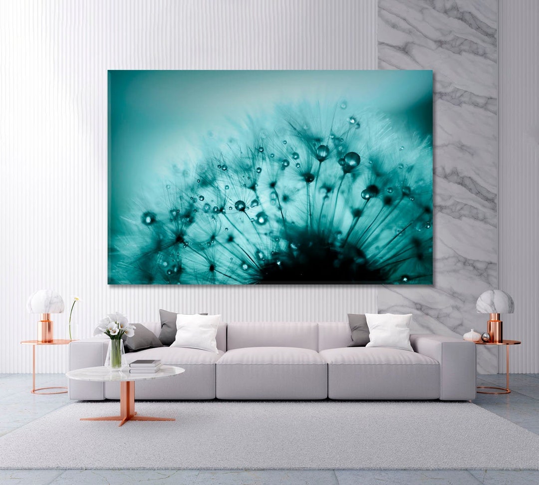 Dandelion Abstraction Wall Art | Dandelion Fluff With Dew Abstract Art ...