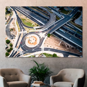 Roundabout Austin Texas USA Wall Art, Highway Canvas Decor, Texas ...
